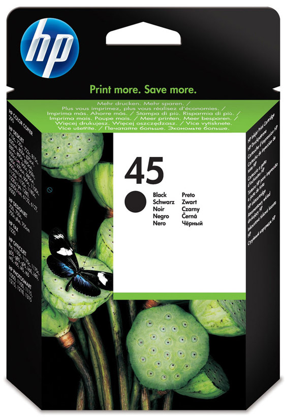 51645AE - HP inkoustová náplň No.45 - černá, originál